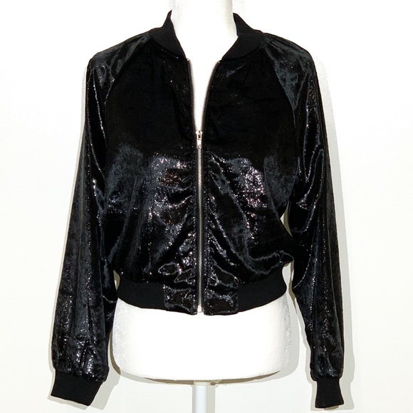 emory park | Jackets & Coats | Emory Park Black Shimmer Bomber Jacket ...